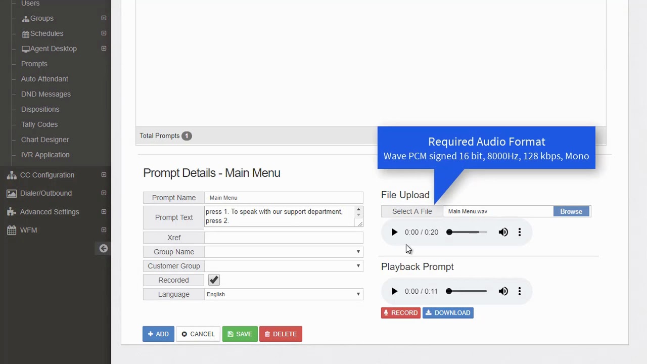 CoreNexa Contact Center Admin: Setup Prompts - YouTube
