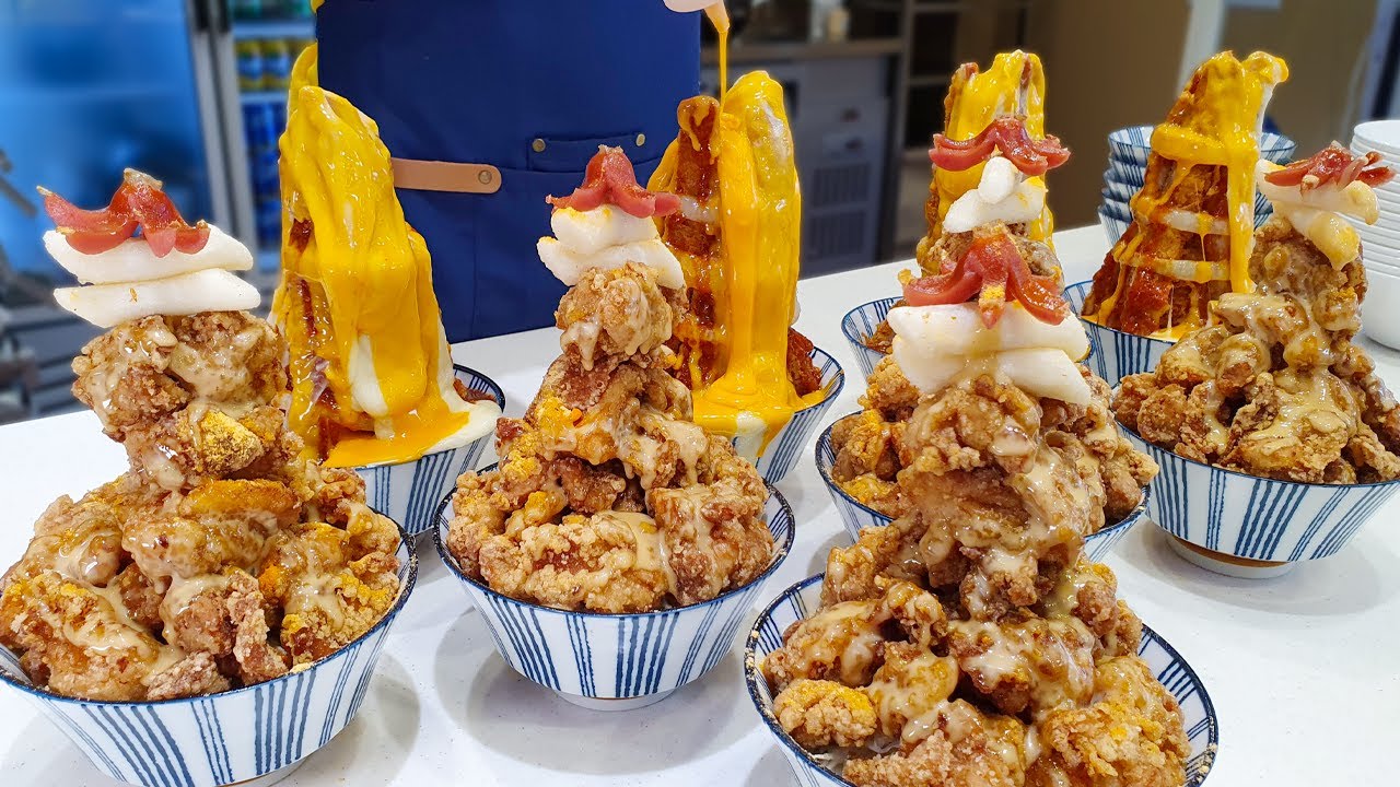 Amazing! 30cm Chicken Tower Rice Bowl & Pork Cutlet Tower Rice Bowl ...