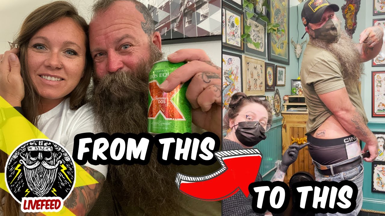 LIVE Butt Tattoo for your viewing!!! Butt Cheek Tattoos Big Reveal ...