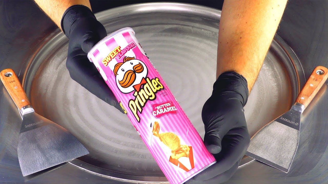 ASMR - pink Pringles Ice Cream Rolls | oddly satisfying Ice Cream ...
