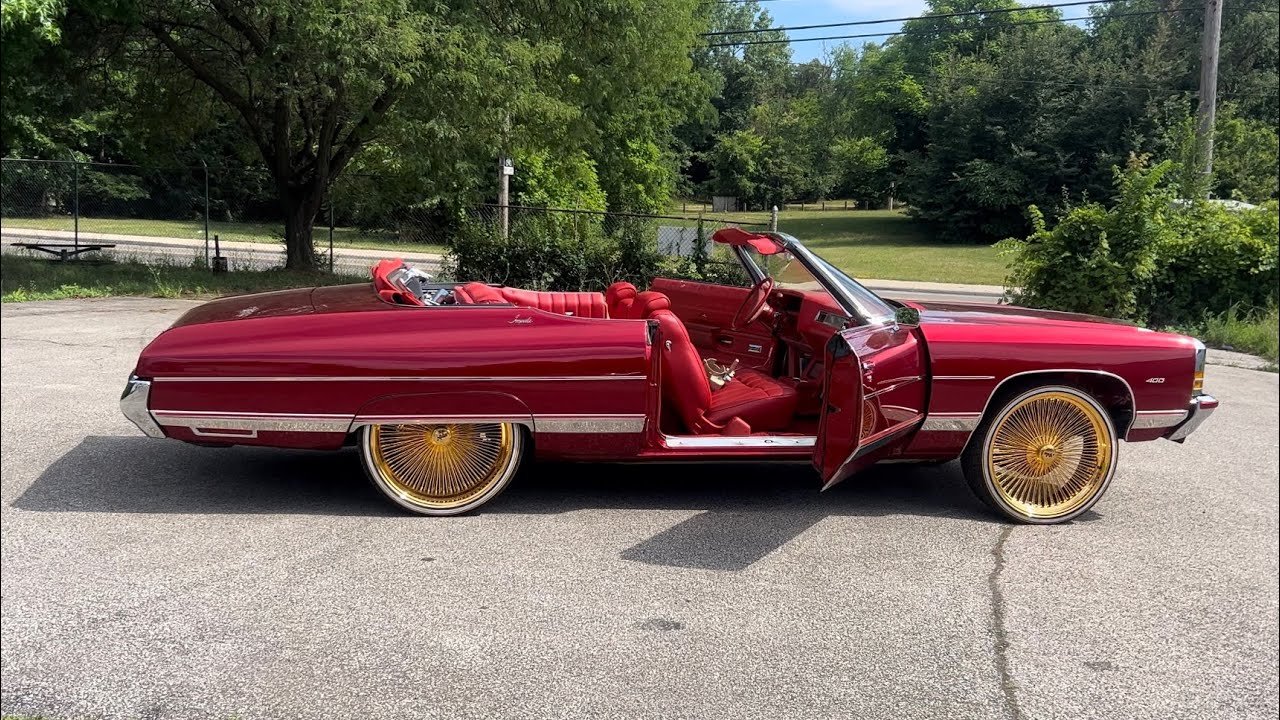 72 IMPALA CONVERTIBLE KANDY on 24” 24KT GOLD DAYTONS STAGGERED - YouTube
