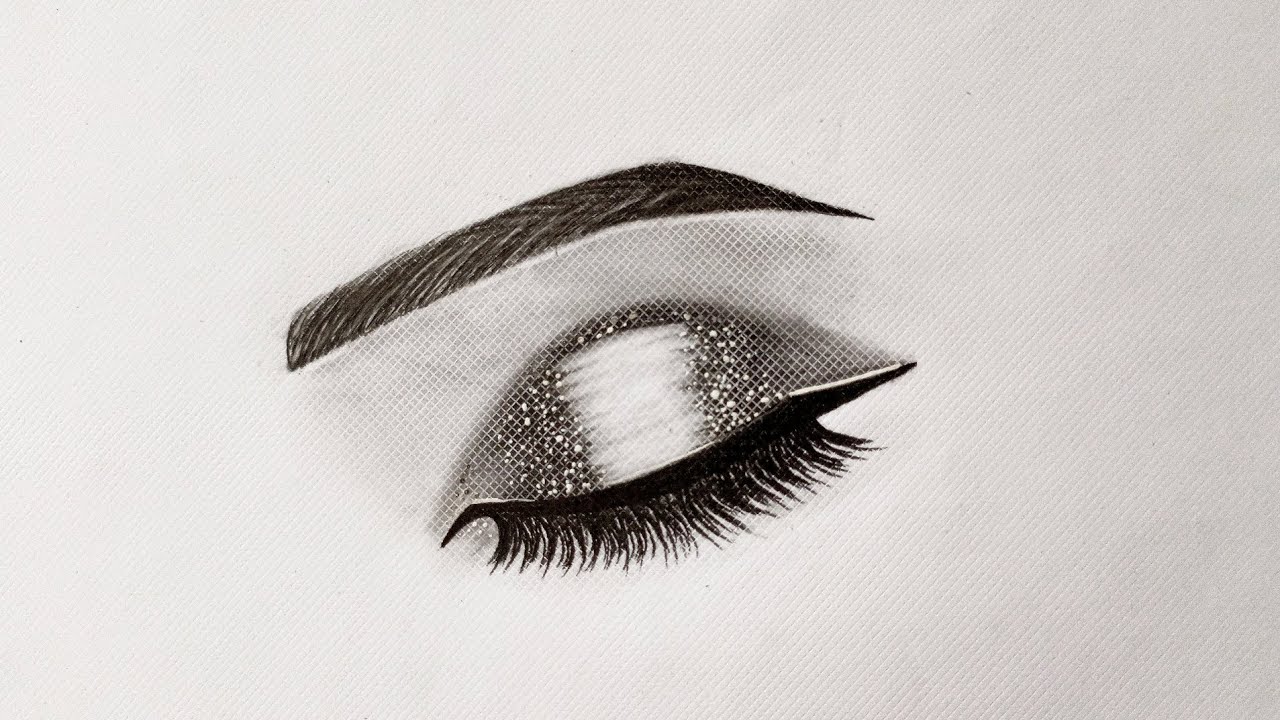 Glitter eye pencil sketch for beginners || Easy to draw closed eye ...