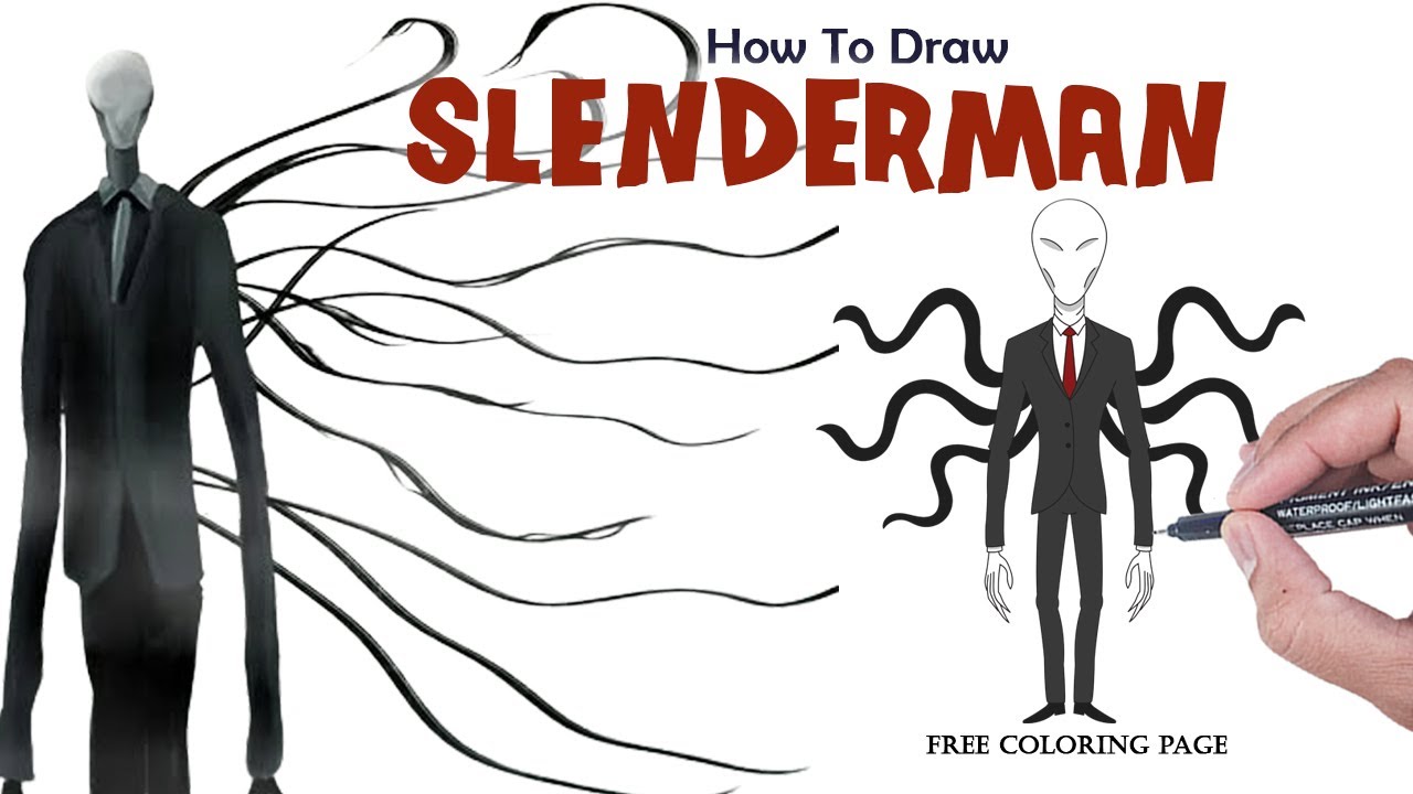 How To Draw Slenderman Very Easy Step by Step - Free Coloring Page ...