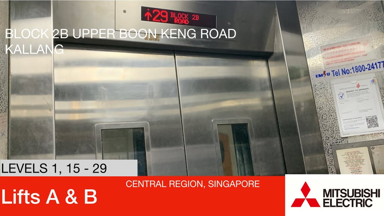 HDB Block 2B Upper Boon Keng (Kallang) || Mitsubishi Elevator (Lifts A ...