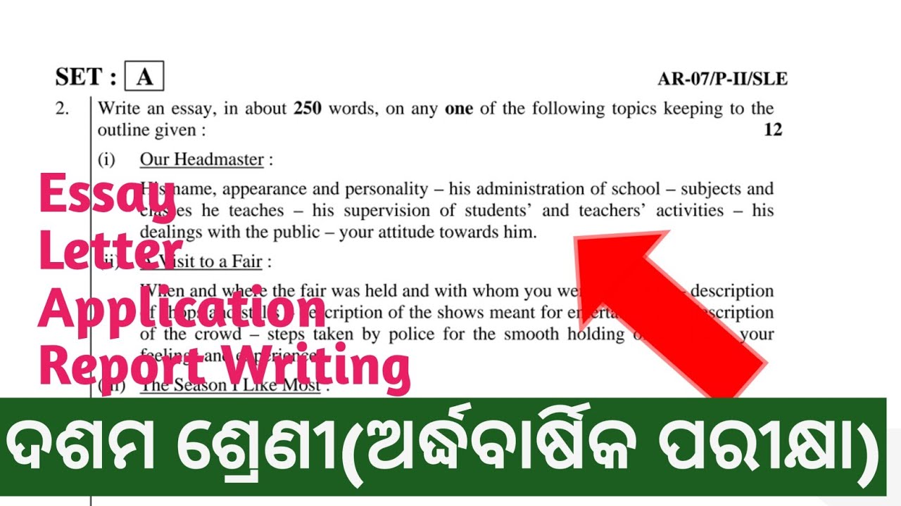 10th class Half yearly exam English essay, application, letter, report ...