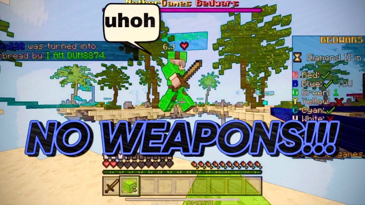Bedwars, but I have NO weapons (extended version) - YouTube