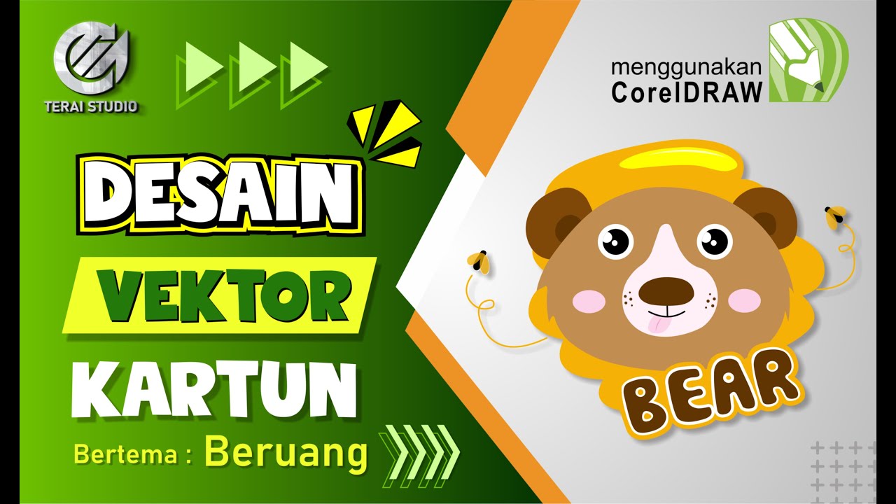 Belajar cara membuat desain vektor kartun Beruang menggunakan Corel ...