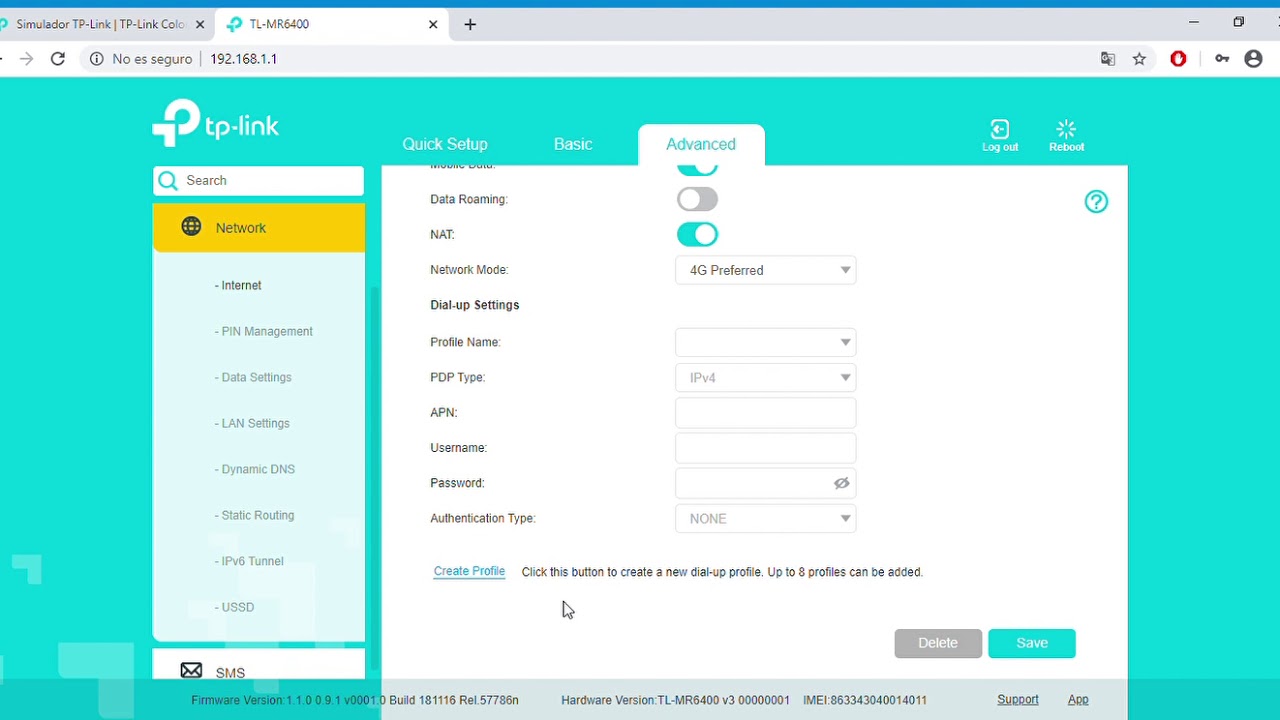 Configuración Router 4G TP-Link (TL-MR6400) para operador Avantel - YouTube