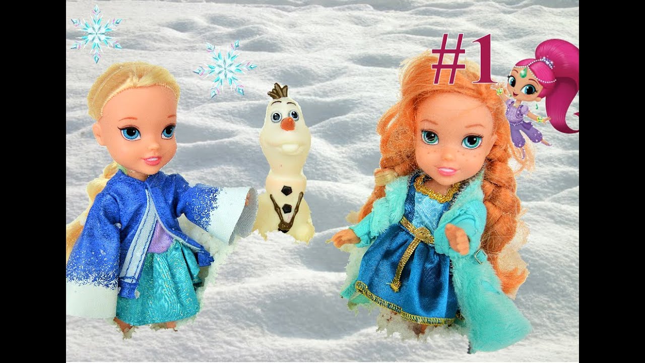Elsa and Anna Toddlers and Olaf Play together in Snow! Annya makes a ...