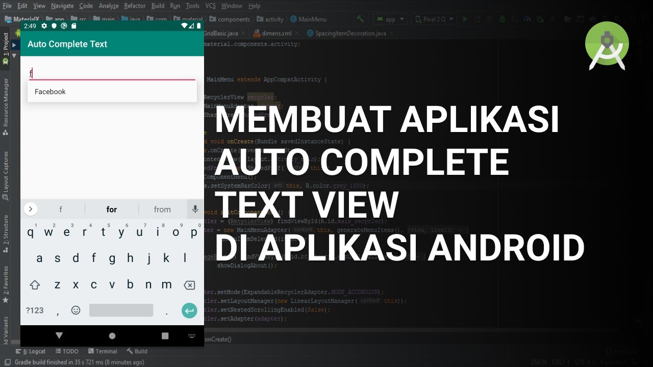 Cara Membuat AutoCompleteTextView di Aplikasi Android - YouTube