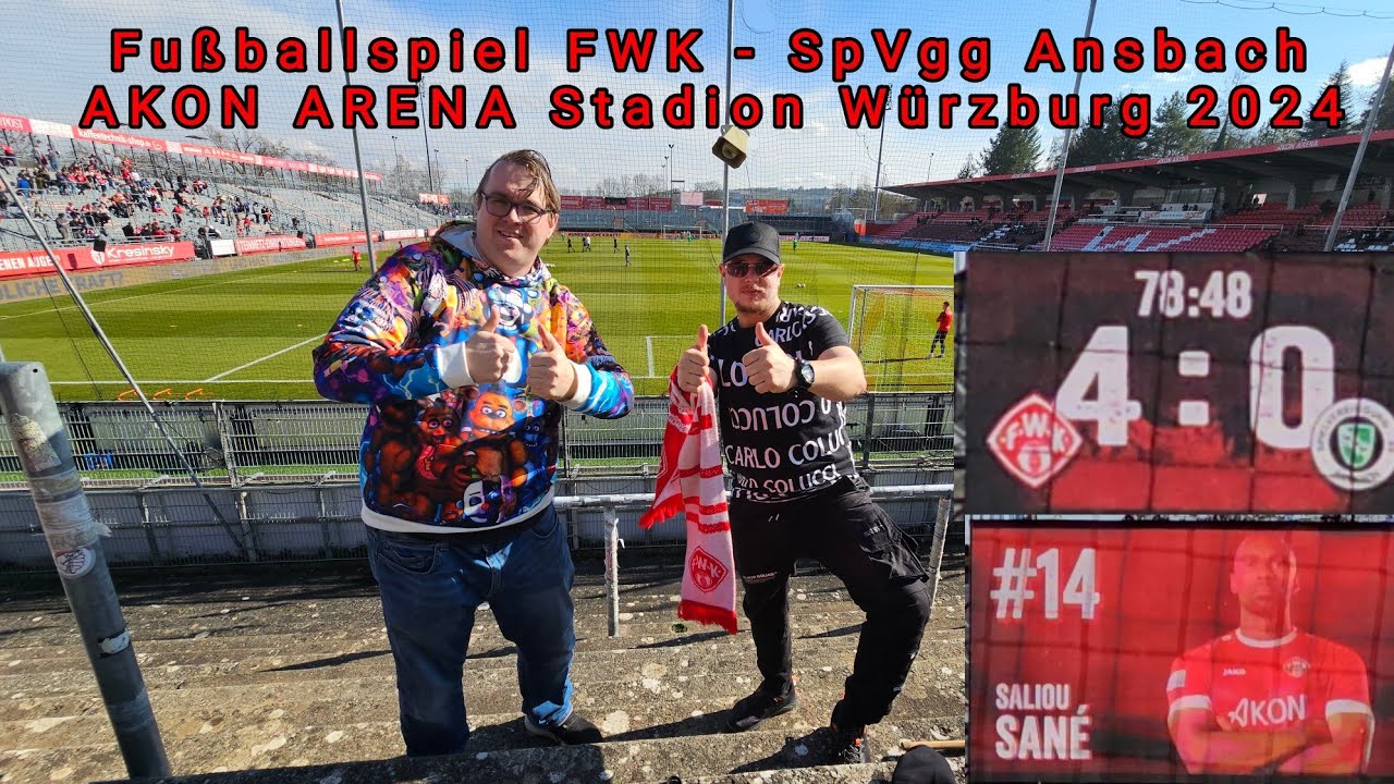 Fußballspiel FWK - SpVgg Ansbach in der AKON ARENA Stadion in Würzburg 2024 mit Justus und ...
