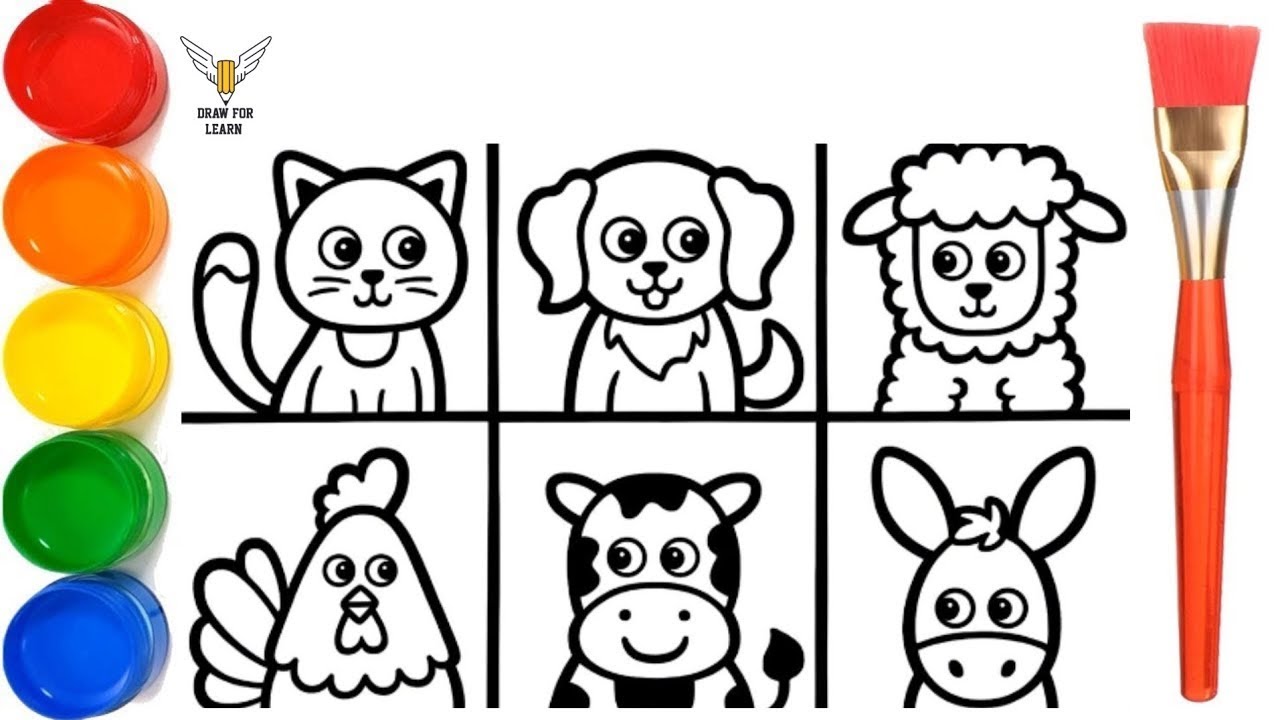 How to Draw animals drawing, Painting and Coloring for Kids & Toddlers ...