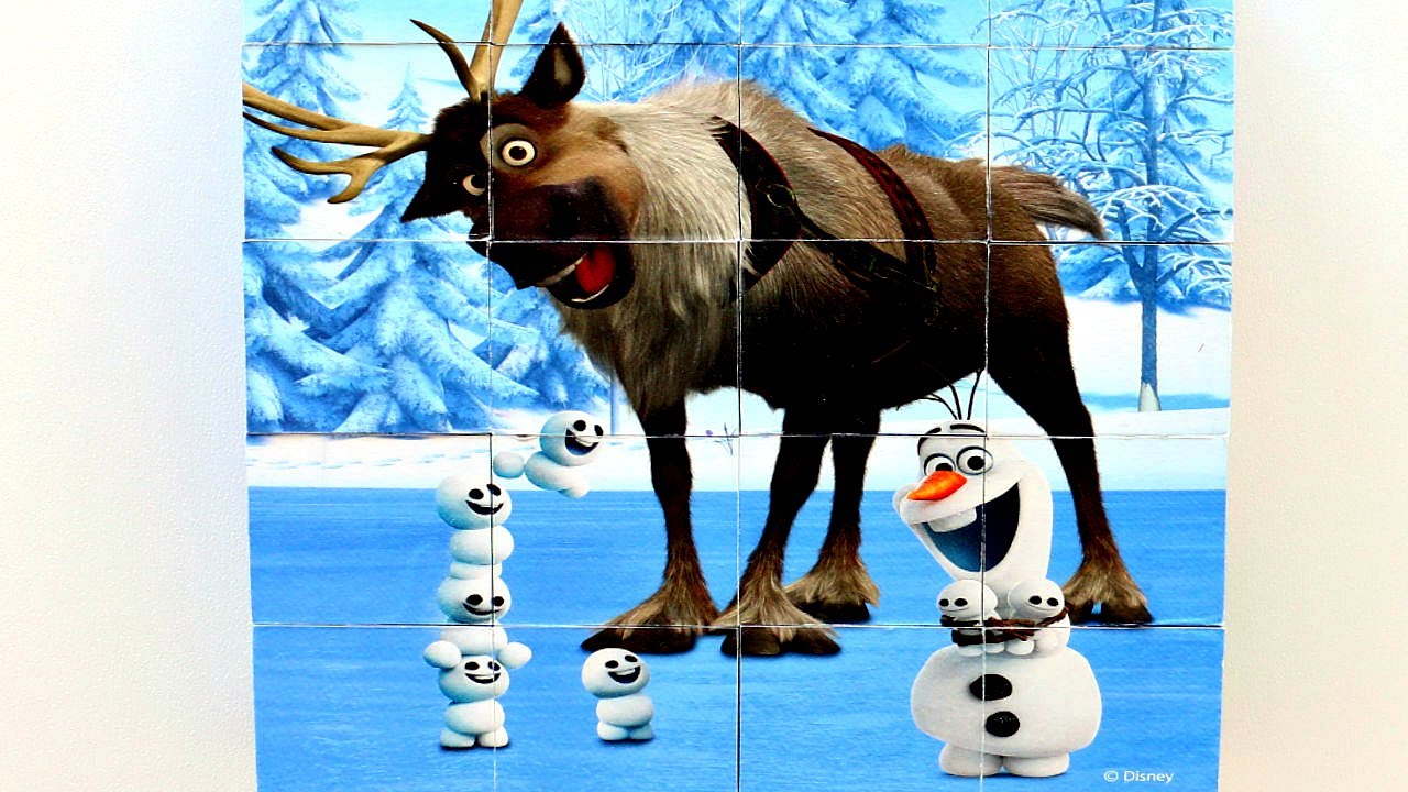 Олаф и Свен Веселые Друзья собираем кубики пазлы для детей с героями ...