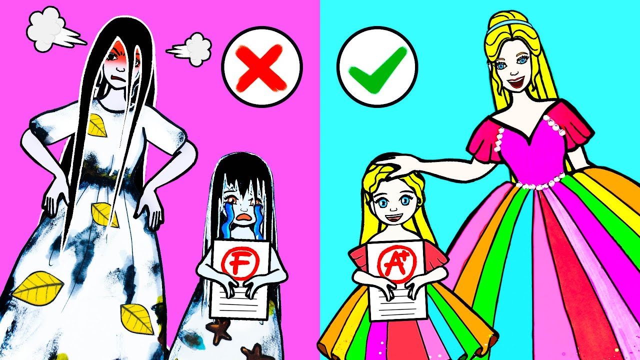 Paper Dolls Dress Up - Costumes Rapunzel & Sadako Mother and Daughter ...