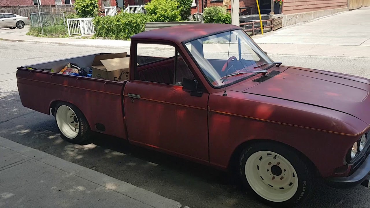 Datsun 520 pickup stance slammed lowered - YouTube