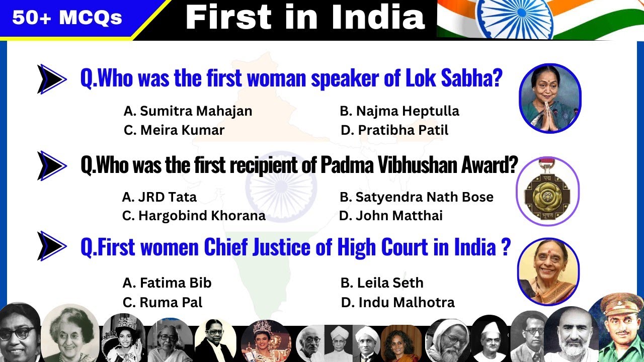 First in India || first in india gk 50+ mcqs important for all ...