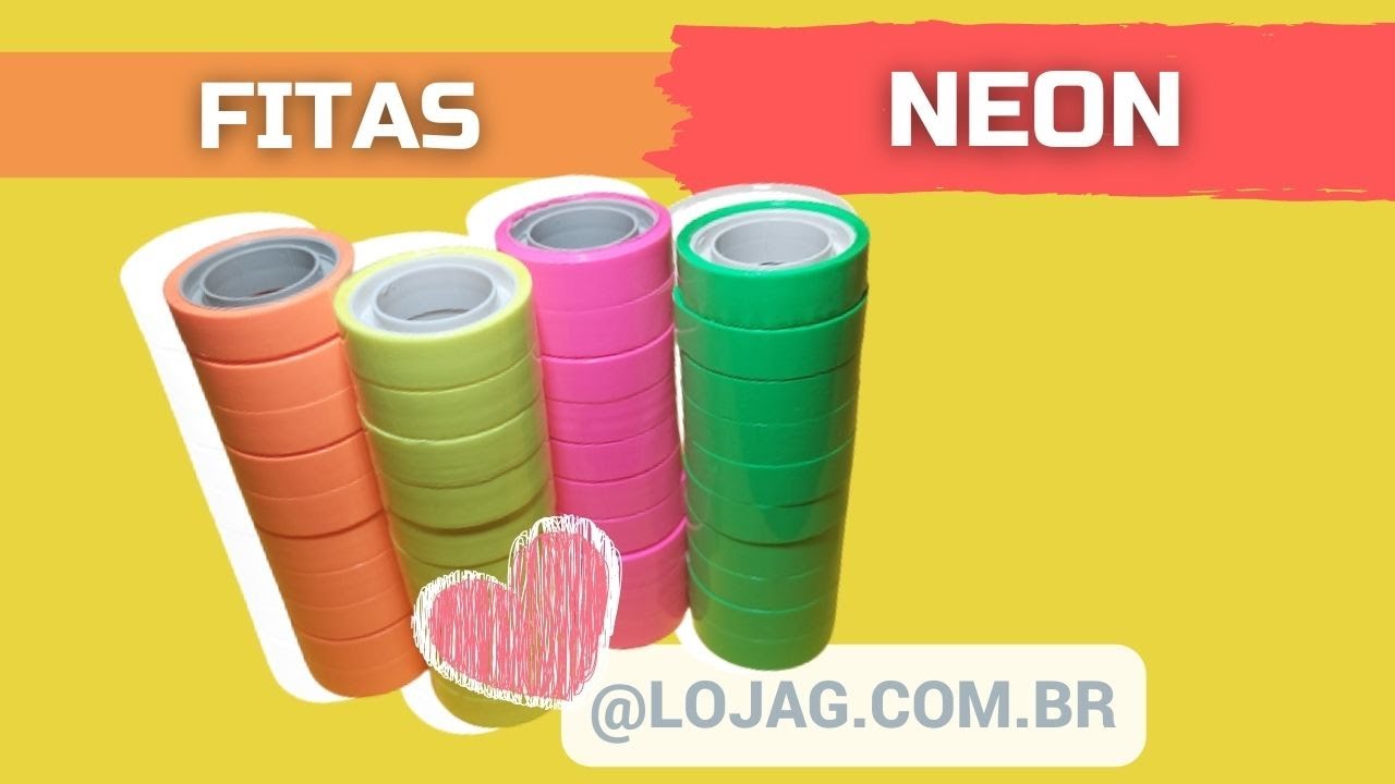 Fita Adesiva 12x10 Durex Colorido NEON comercializada pela LOJA G - YouTube