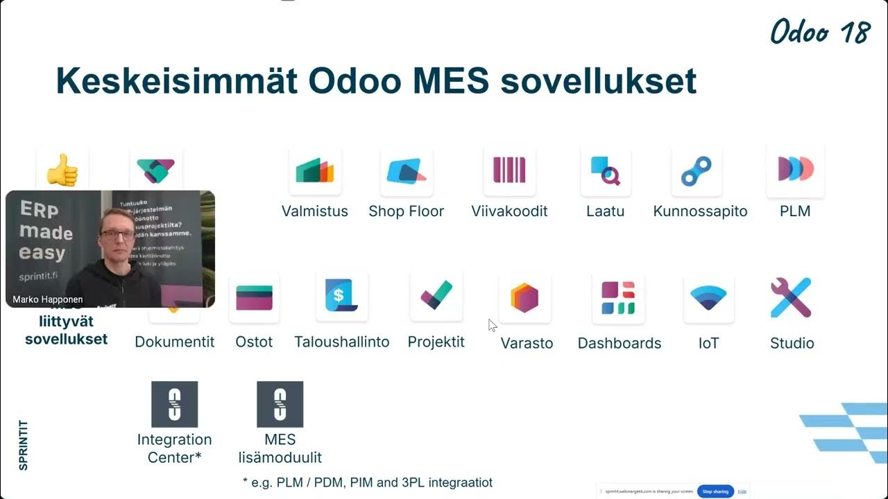 SprintIT webinaari ti 11.2.2025: Odoo valmistavalle teollisuudelle - Modernin ERPin MES ...