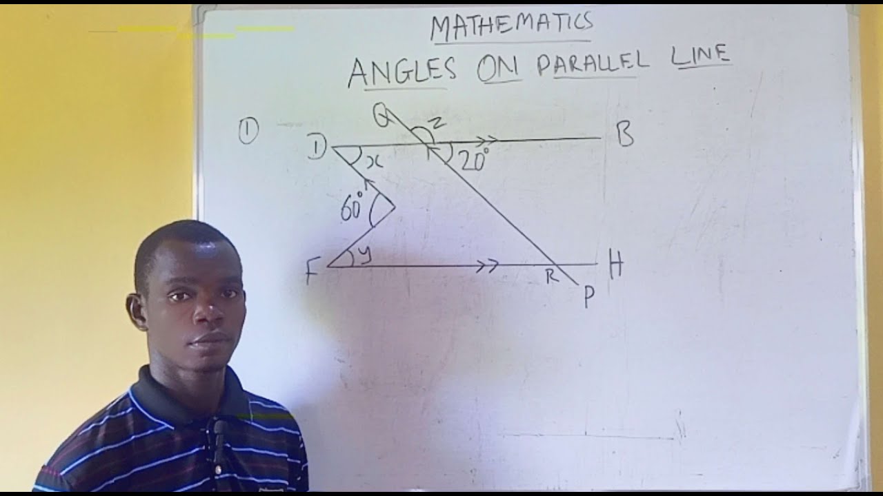 Angles on a parallel line (finding the missing angle) question 1 - YouTube