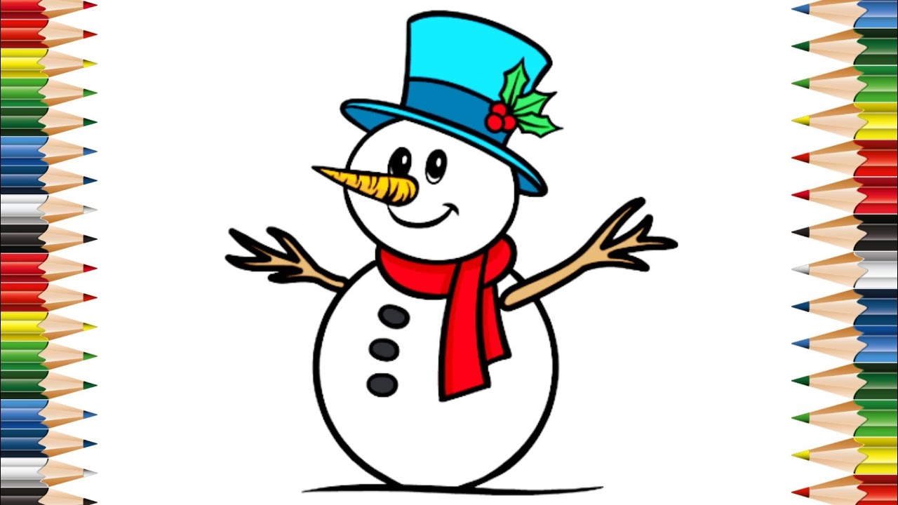 How to Draw a Snowman Step by step | Showman Drawing tutorial Easy for ...