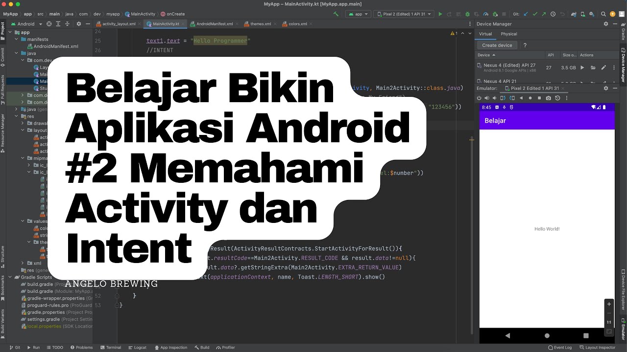 Tutorial Android Kotlin 2 Activity Dan Intent Youtube 5158