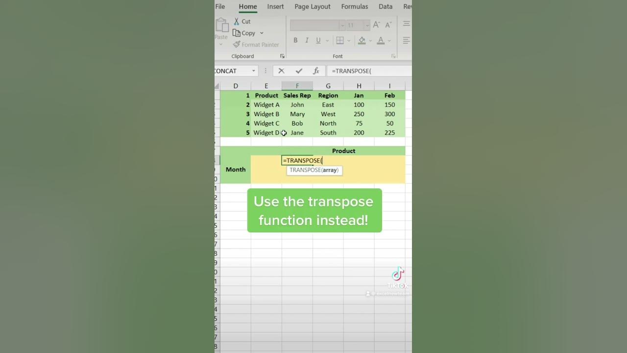 How To Use The Transpose Function In Excel Exceltutorial Exceltips Microsoft Exceltricks 