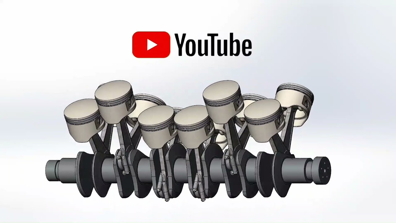 V12 engine animation in solidworks - YouTube