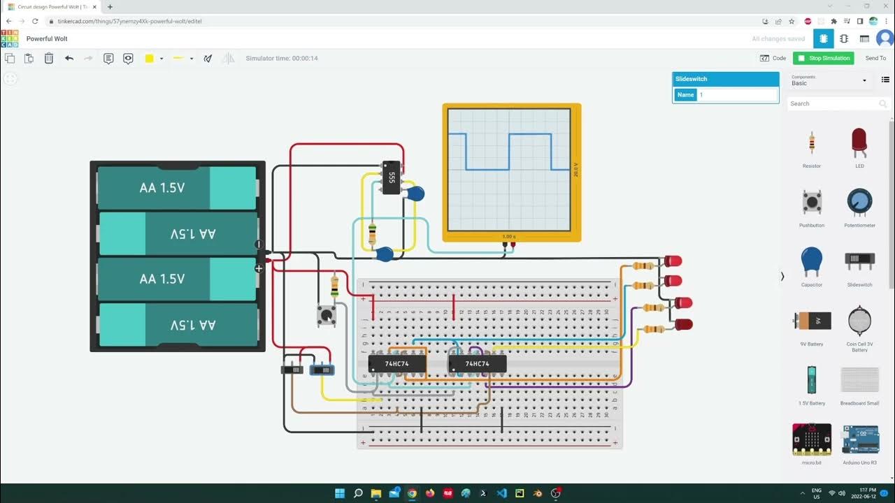 tinkercad 74HC74 D Flip Flop - YouTube