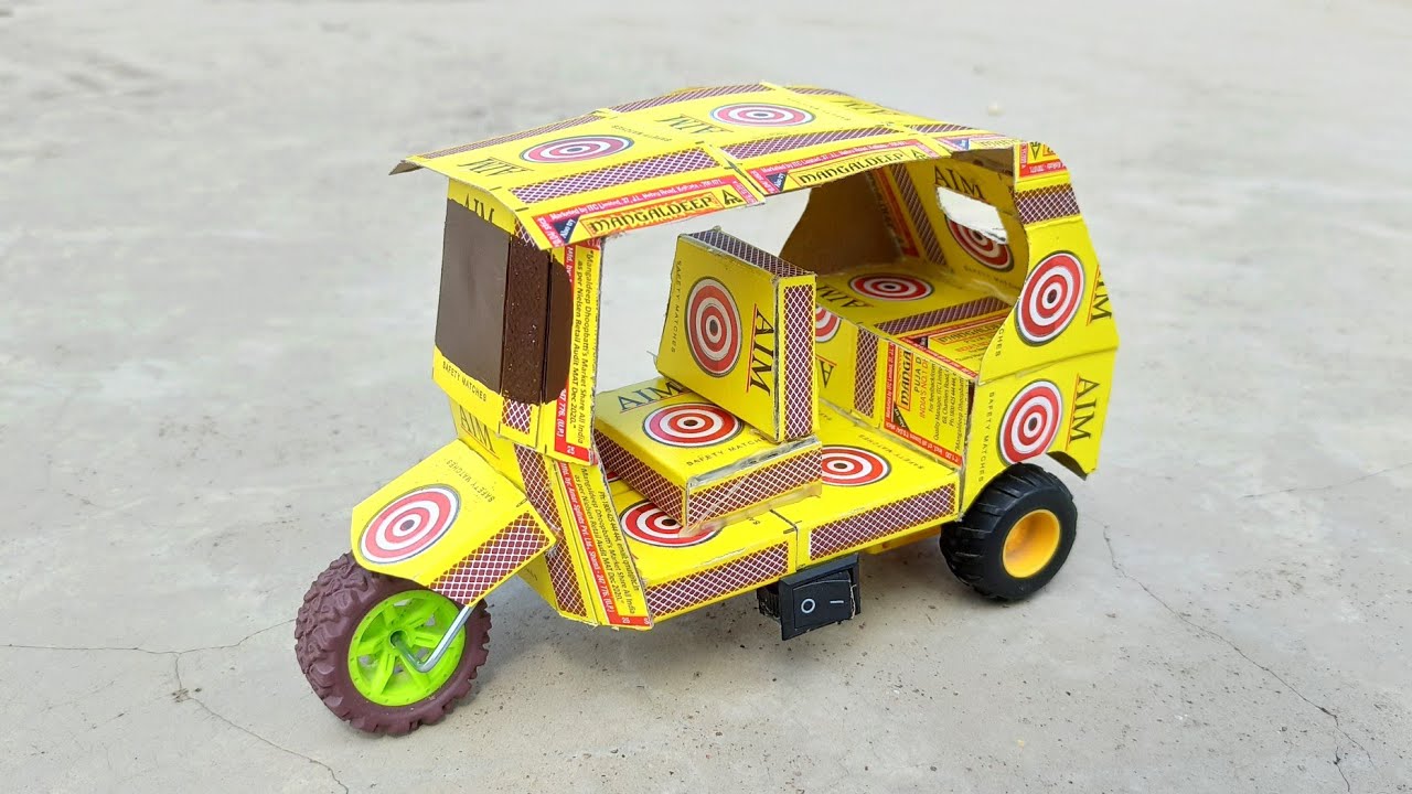 how to make tuk- tuk rickshaw at home from matchbox - Diy Electric ...
