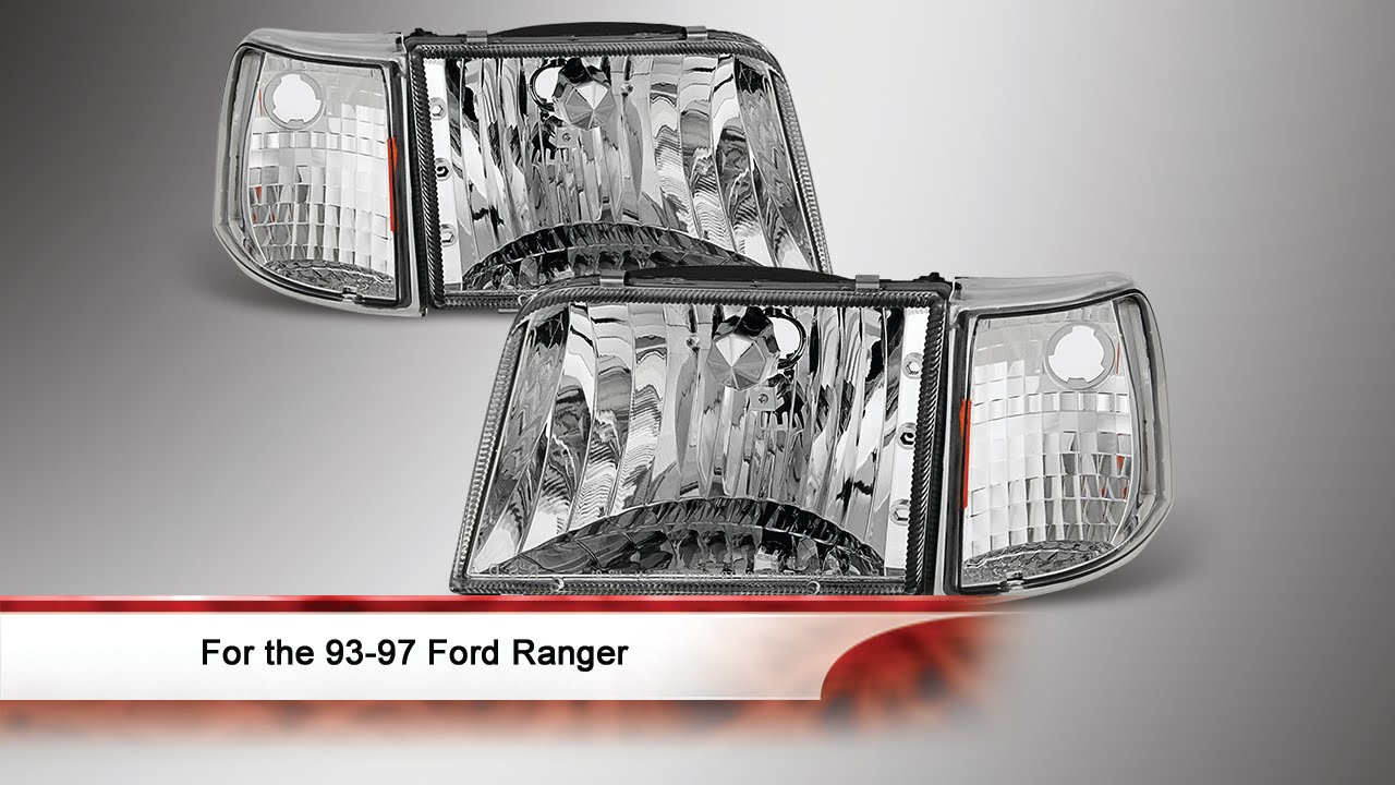 93-97 Ford Ranger 4 Piece Set Crystal Headlights With Corner Lights ...