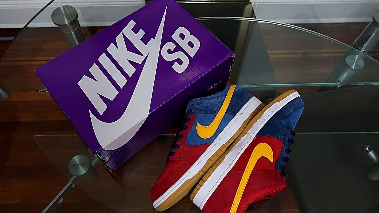 NIKE SB DUNK LOW BARCELONA/CATALONIA REVIEW & ON FEET - YouTube