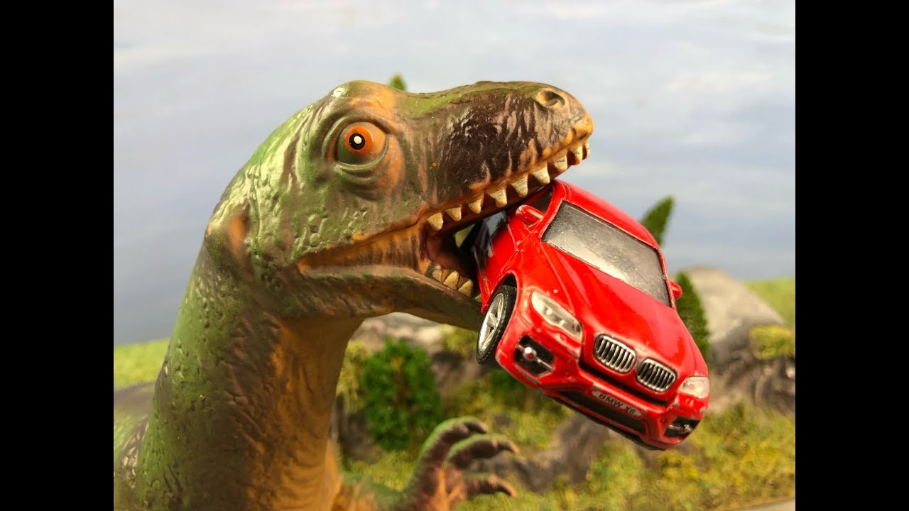 Toy cars. Dinosaur Attacks Trailer, Yellow Jeep, Tractor and Police ...