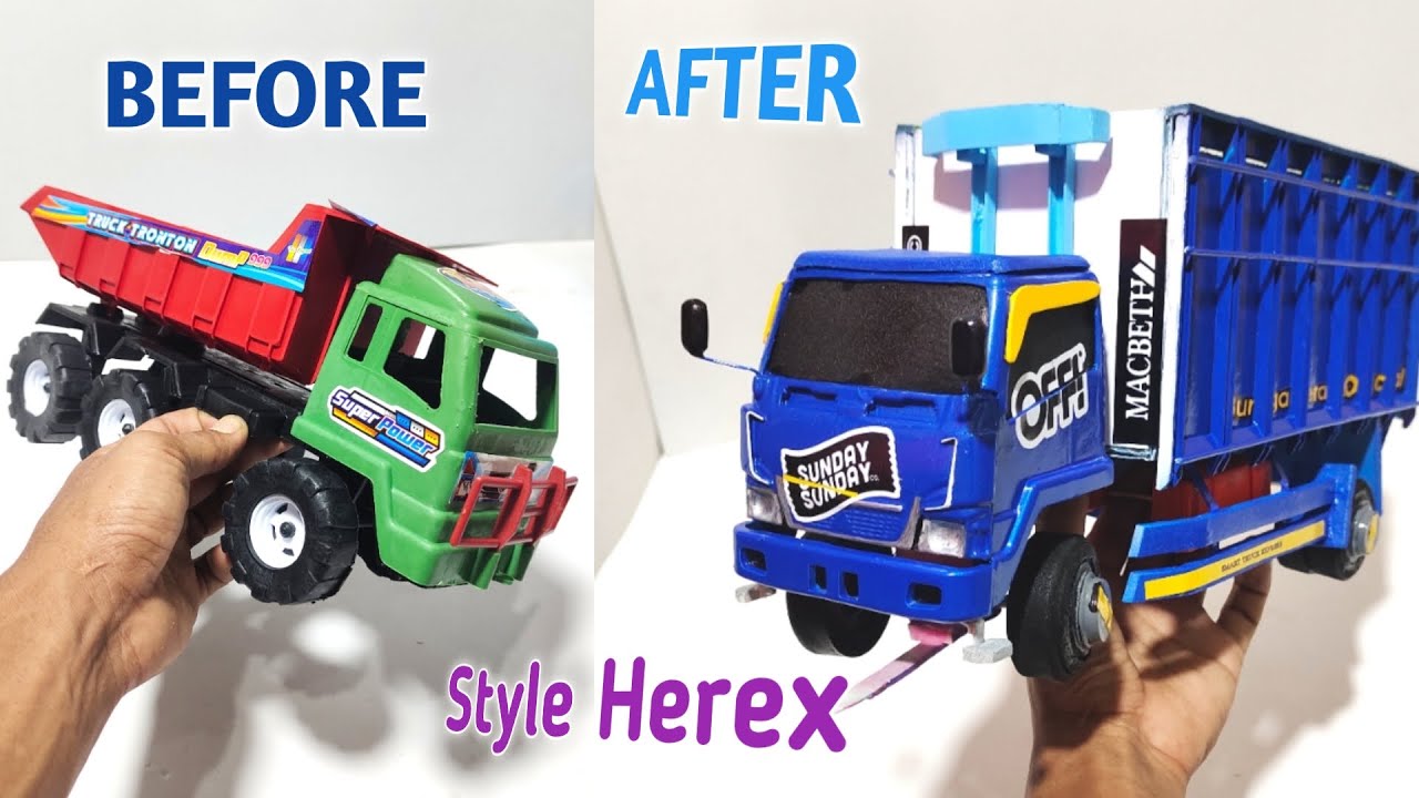 Modif SIMPLE truk plastik jadi truk canter STYLE HEREX keren - YouTube