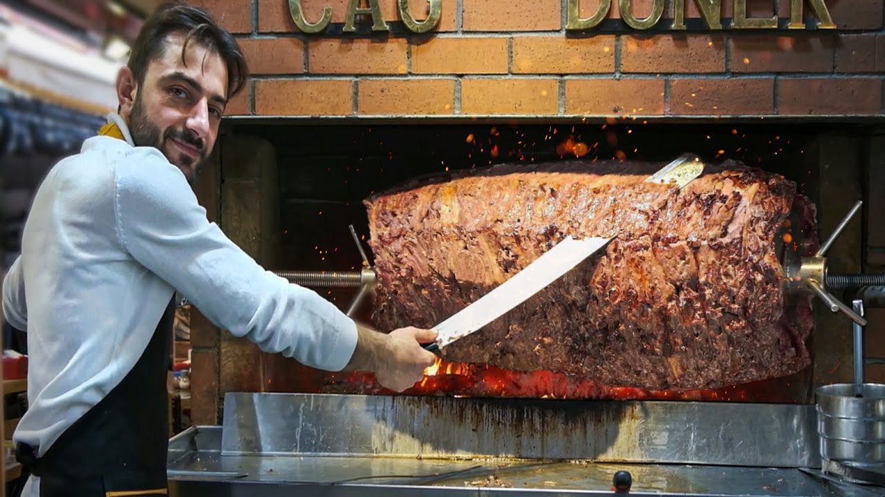 Incredible Cooking Of Meat On A Horizontal Spit. All The Locals Eat ...