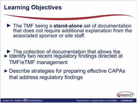 TMF/eTMF Regulatory Agency Expectations, Inspections, and Findings ...