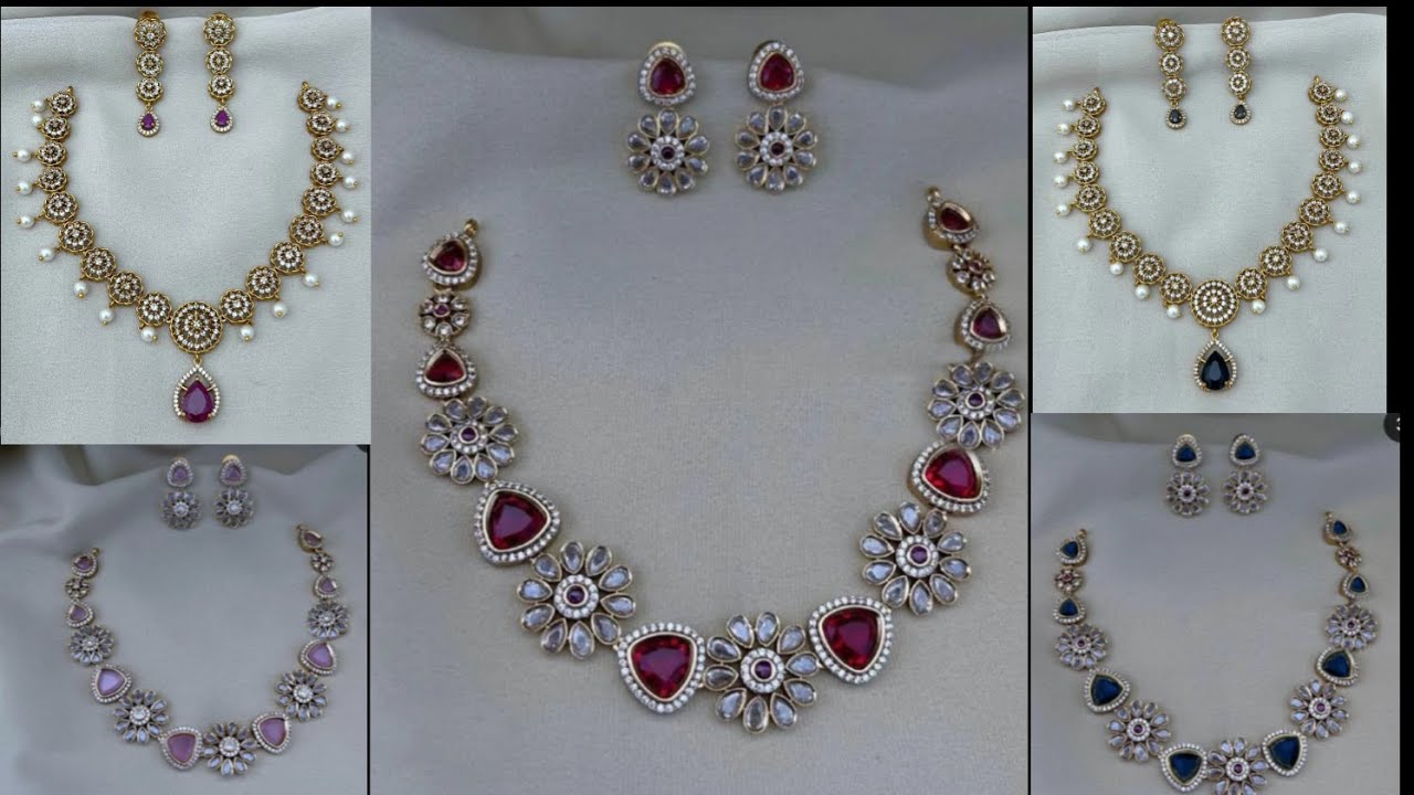 Gold stone necklace Designs - YouTube