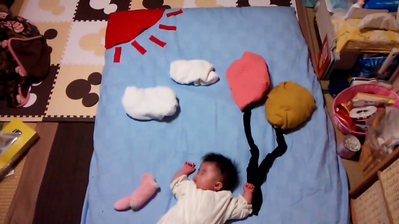 [Childcare] Baby sleeping art. Fly in the sky with balloons. 3 months ...