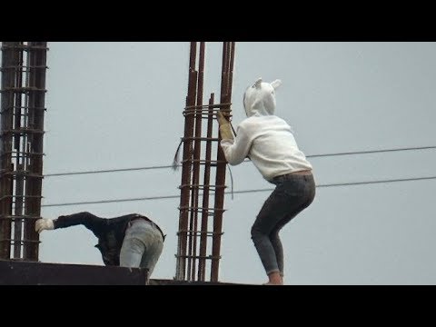This Happens When Girls Tying Rebar - FUN At Construction Site - YouTube
