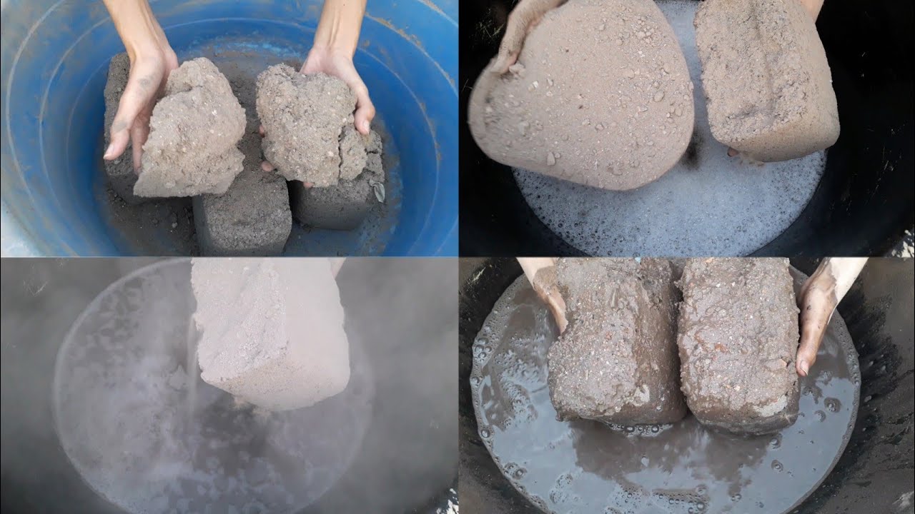 Sand clay shapes crumbling in foamy water+dry crumbling asmr😴🤤💦 - YouTube
