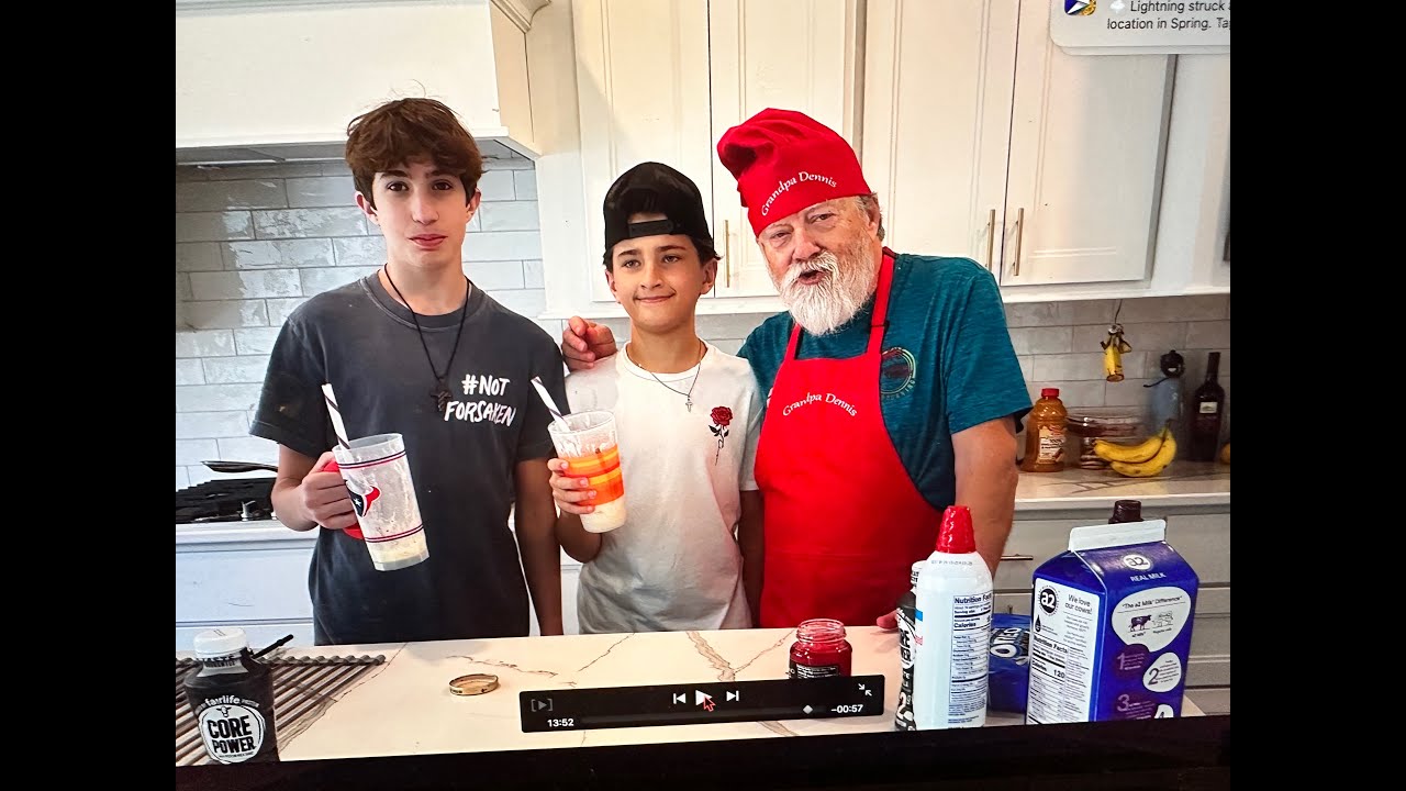 Ben's nutritious shake with Grandpa Dennis's help! - YouTube