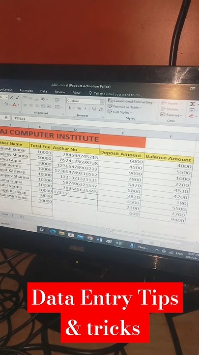 Data Entry tips & Tricks in Excel #msexcel #computertricks #rajsir - YouTube