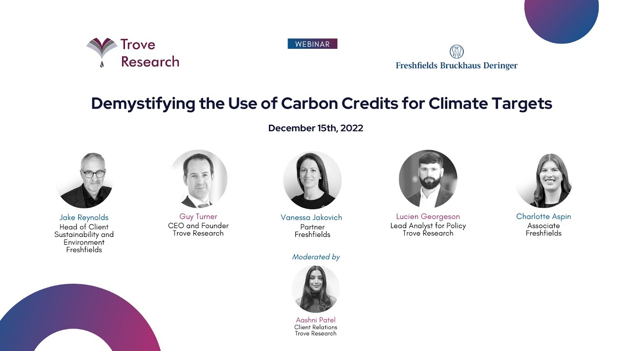 Trove Research Webinar: Demystifying the use of carbon credits for ...