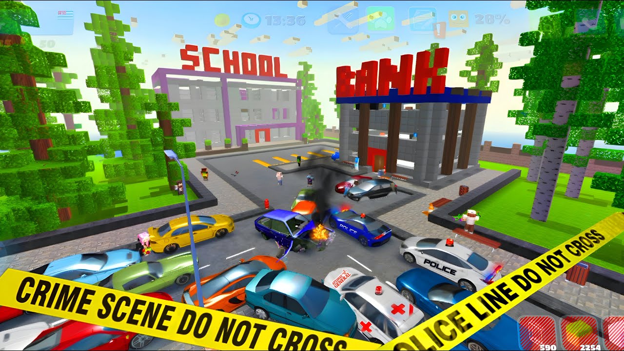 SCHOOL PARTY CRAFT – INSANE CAR ACCIDENT AT BANK HEIST NEAR SCHOOL ...