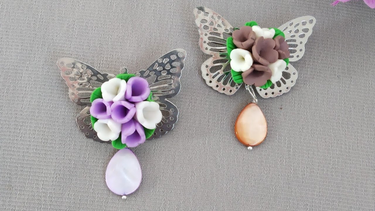 DIY BROS KUPU BUNGA CLAY ( DIY easy jewelry making ) - YouTube