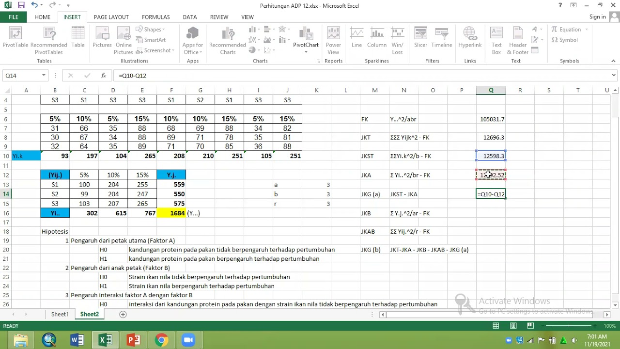 Split Plot Design pada RAL dengan Excel - YouTube