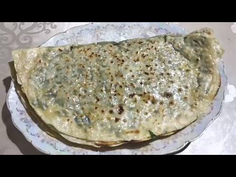 Göy göyərtili - Şorlu pendirli Kətə resepti * Göy qutabı * Гата из Зелен и творогом Азербайджанская