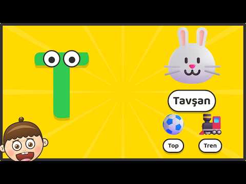 T Harfi 🔤 Tavşan 🐰, Top, Tren | Harfleri Öğreniyorum | Okul Öncesi Eğitici Video