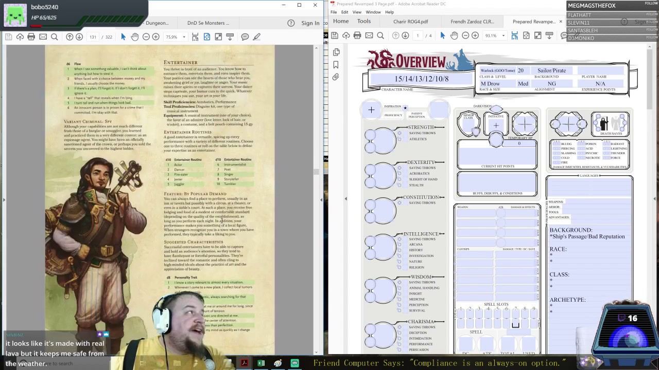 D&D 5E Character Creation: Drow Warlock (Great Old One/Tome) 20 ...