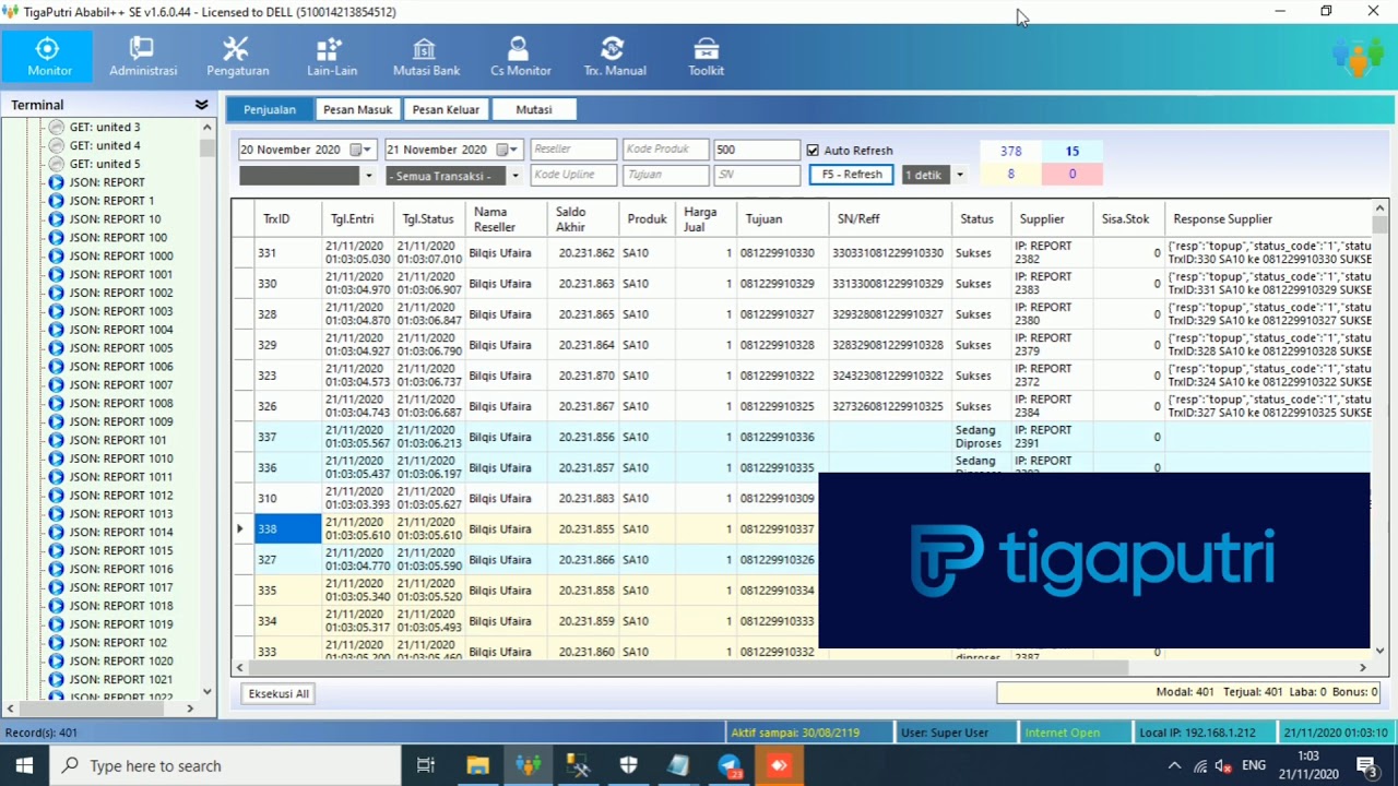 Software pulsa handal simulasi 6000 terminal aktif - YouTube