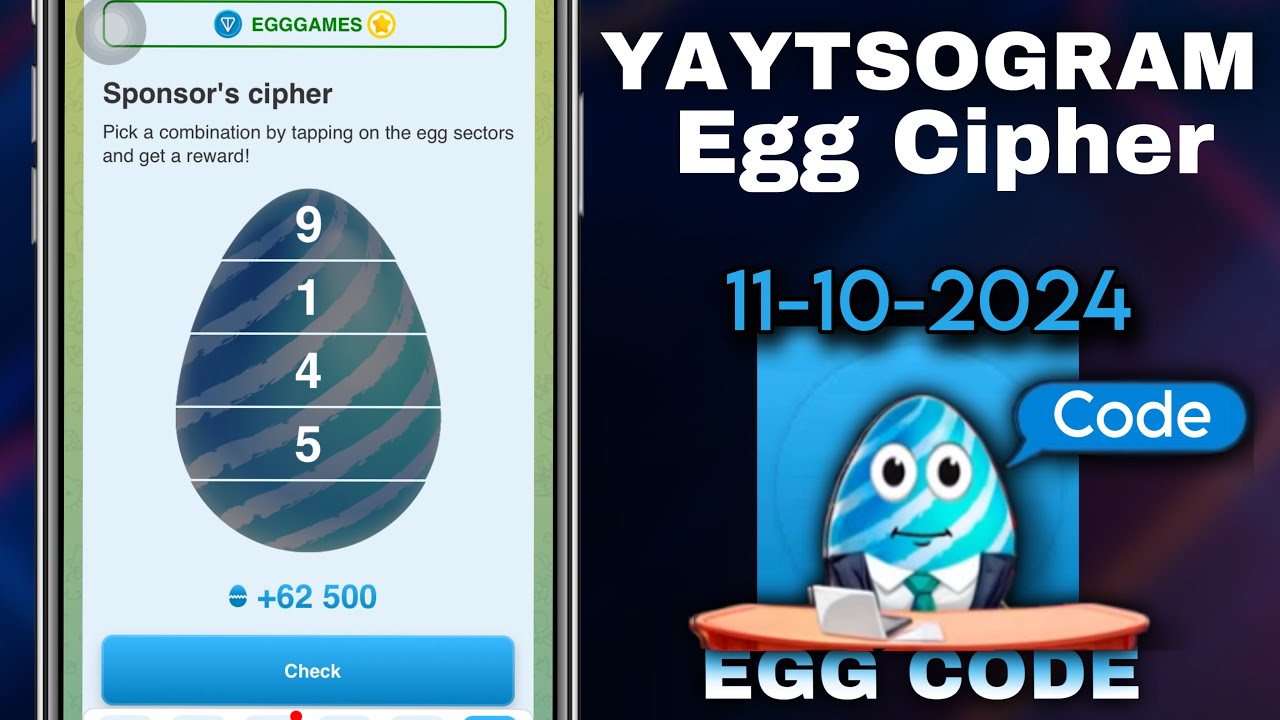 Yaytsogram - Egg Cipher Code 11/10/2024 | Break the egg to win $TONs - YouTube